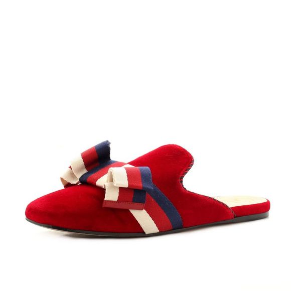 Gucci | Shoes | Gucci Womens Sylvie Bow Slippers Velvet Red | Poshmark